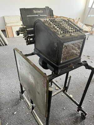 Antique Burroughs Visible Adding Machine Beveled Glass w/ Stand - local ...