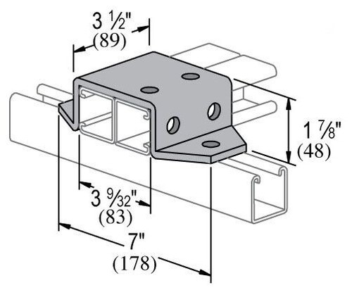 POWER-STRUT PS-734-EG, Channel U-Support, 7" x 3-1/2" x 1-7/8", 8-Hole ...
