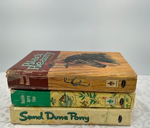 Vintage Classic Books Set Of 3: Black Beauty Huckleberry Finn & Sand ...