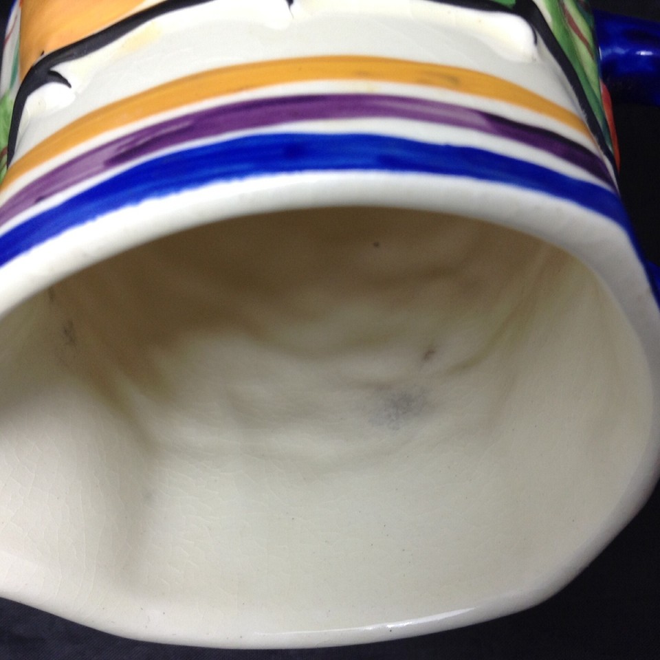 Czechoslovakia Bern .75 lt Pottery Creamer Pitcher Vtg White Blue Fruit ...