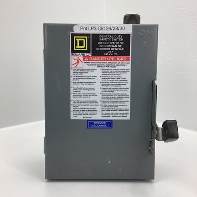 Square D D321N Single Throw Fusible Safety Switch, 30A, 240VAC | eBay