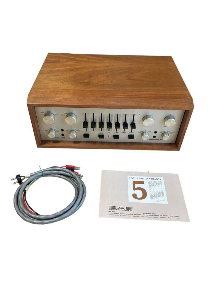 [Junk] SAE MARK 1B Stereo Preamplifier w/ Wood Cabinet Manual Cables | eBay