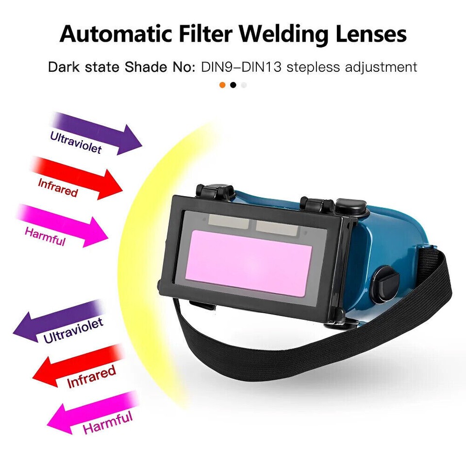 Welding Glasses Auto Darkening Anti-Glare Filp Up Welder Goggles Solar ...