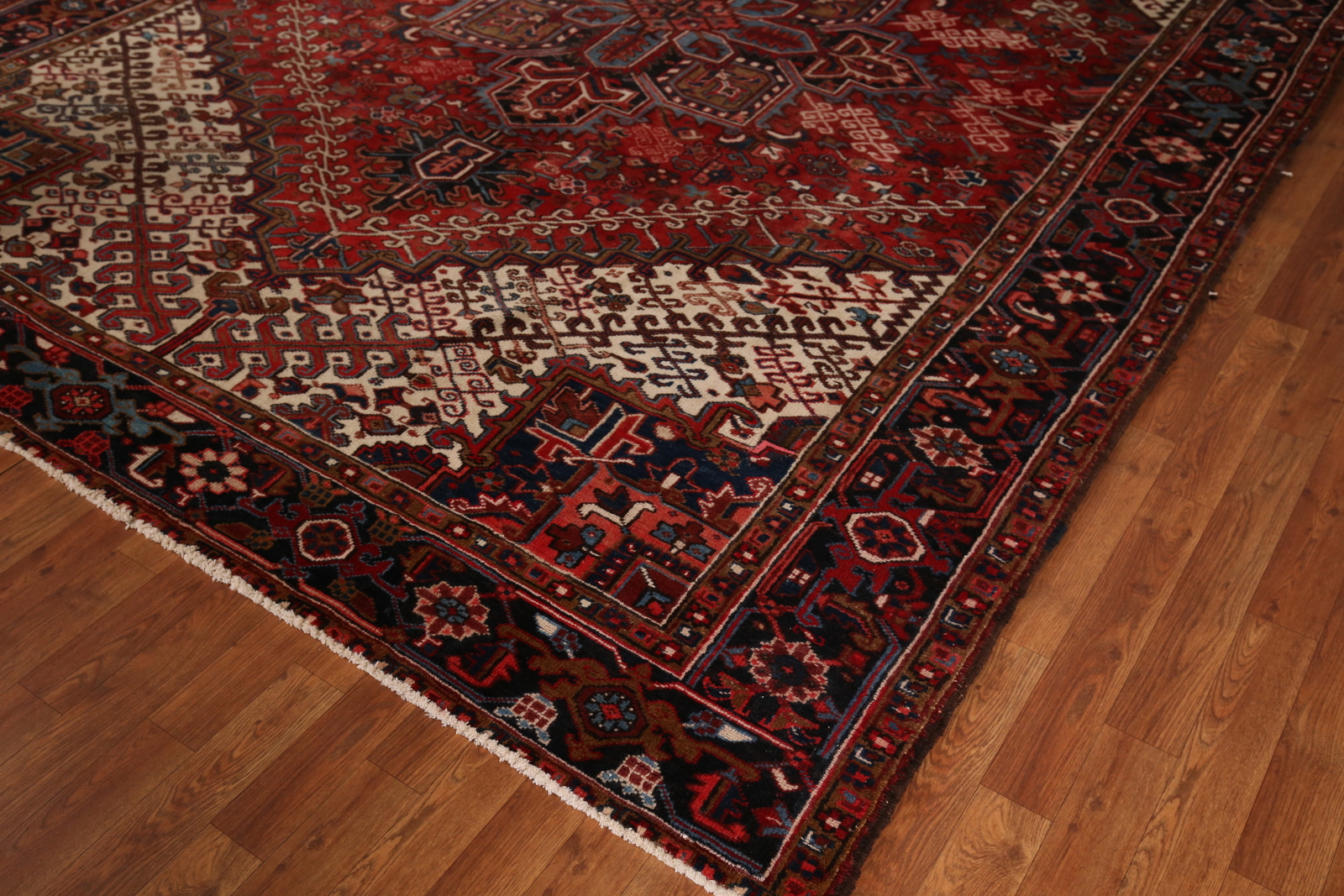Vintage Red Wool Heriiz Living Room Rug Traditional Hand-knotted Carpet ...