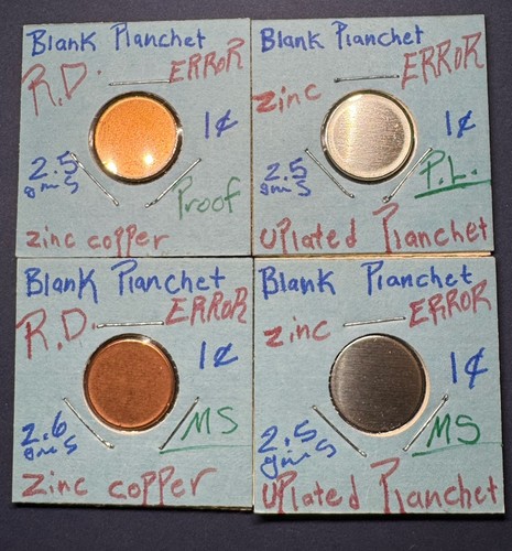 1982 /2025 Lincoln Cent Blank Planchet Type 2 Bronze 4 Planchets Proof ...