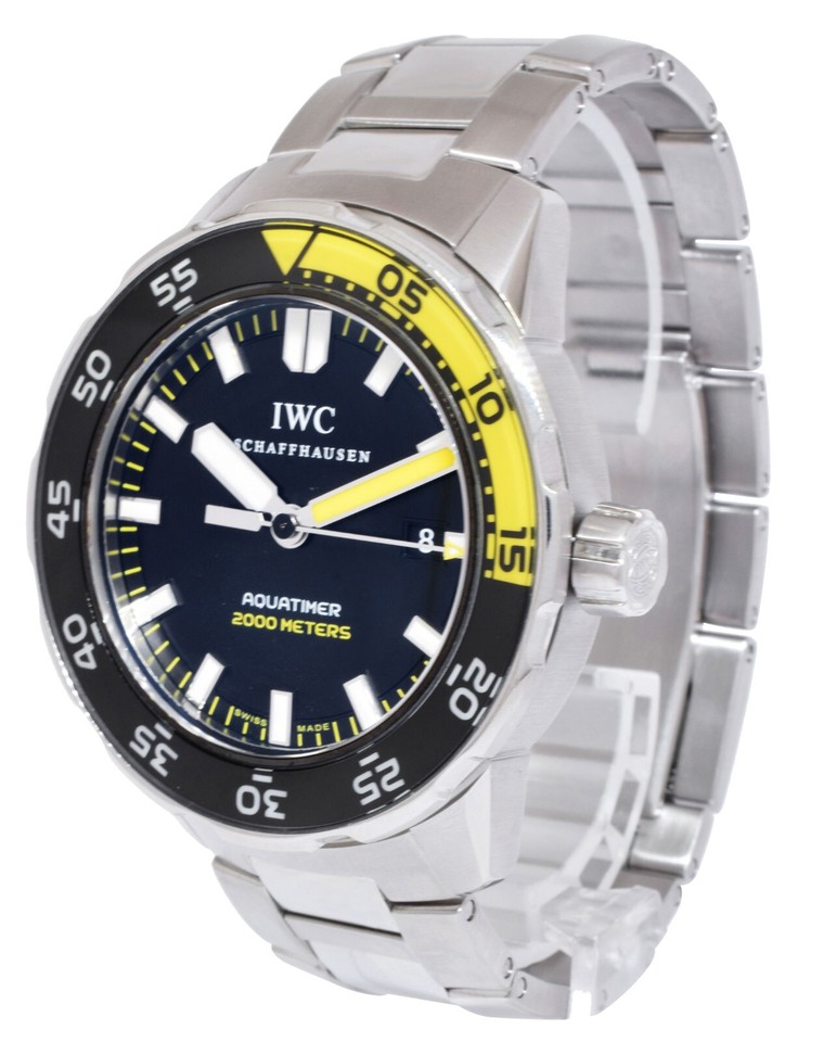 IWC Aquatimer 2000 Steel Black/Yellow Mens 44mm Watch 3568 IW356801 | eBay