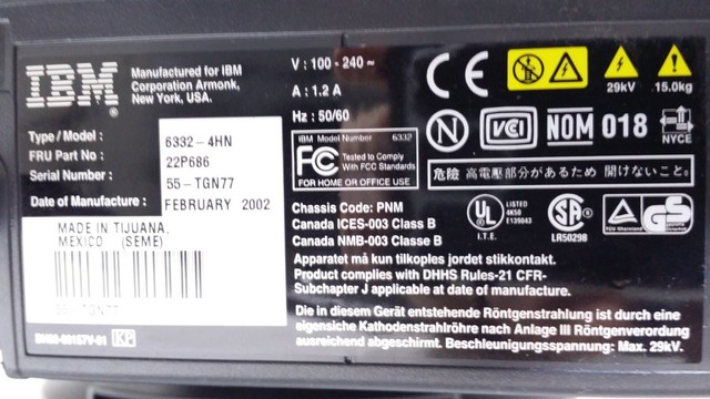 IBM E74 17" CRT Monitor - Black for sale online | eBay