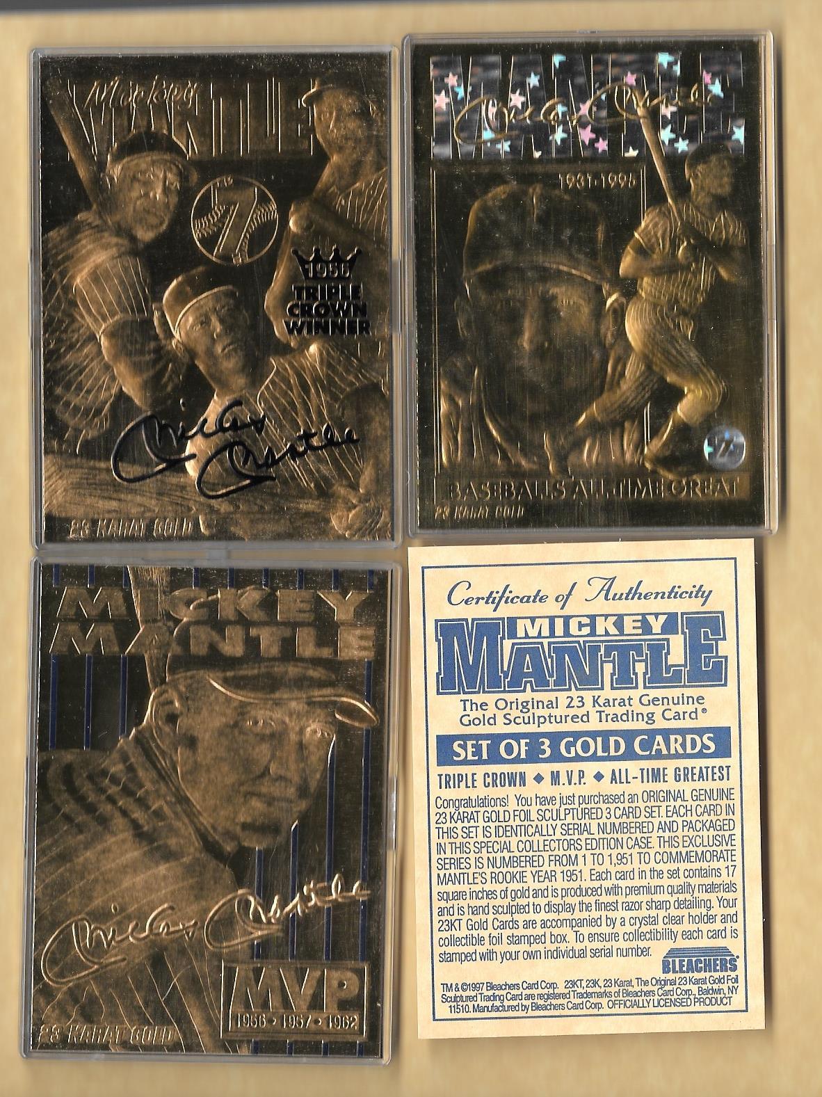 1996 MICKEY MANTLE 23 KT GOLD CARD NY MVP GEM MT10 #01875 SET MATCHER ...