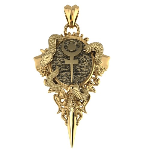 Hades Symbol Pendant with Snake Ancient Greek God Amulet Brass Jewelry ...