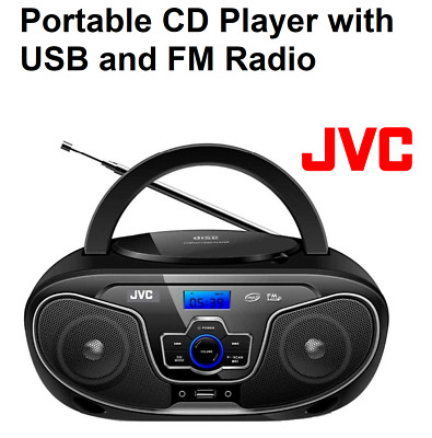 JVC Portable Bluetooth CD Player Boombox/USB/FM Radio/LCD Display Music ...