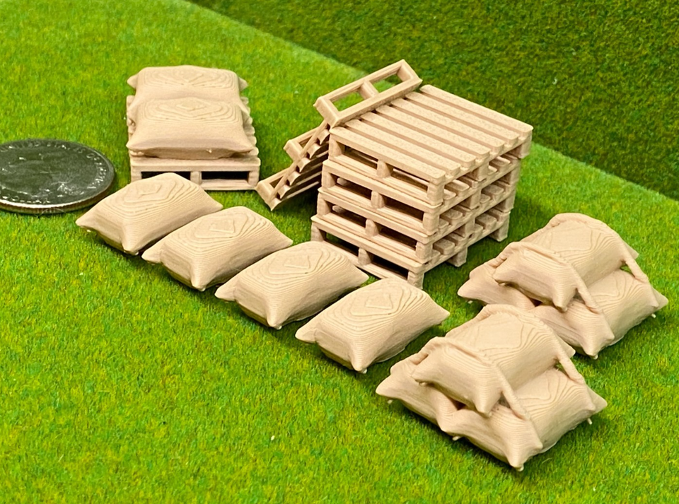 O Scale 3D Printed Pallets and Sacks- 14 Pieces – Freight Yard ...