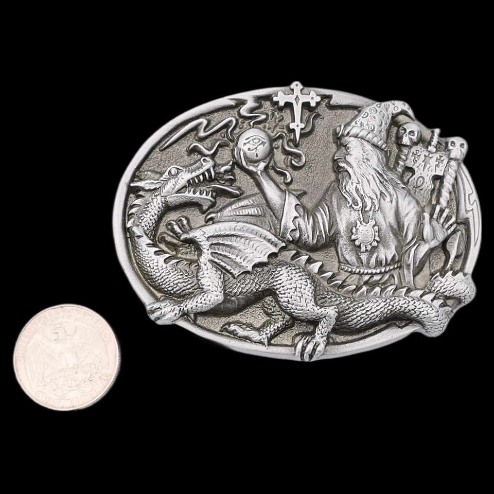 Wizard Dragon Orb Staff Fantasy Magic Scene Belt Buckle | eBay