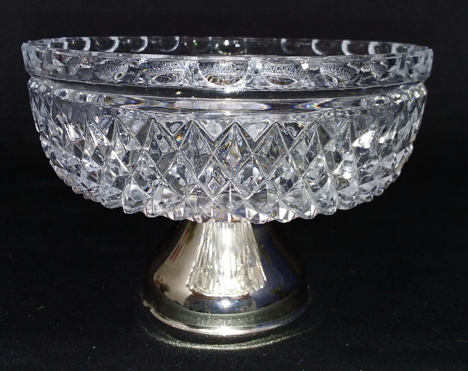 Kristall Schale mit silberfuß, Konfektschale, Bonboniere, Gebäckschale ...