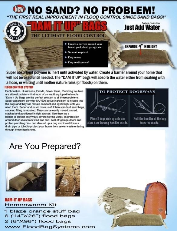 Kit Sand Bag Self-Inflating water Flood Emergency hurricane not ...