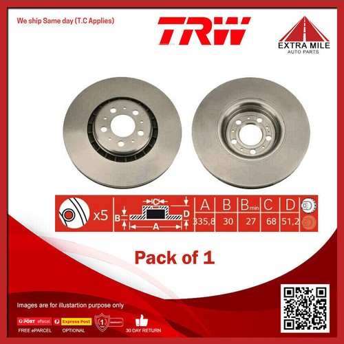 1X TRW Disc Brake Rotor 336mm Front For Volvo XC90 I 275 2.4L/2.5L/3.2L ...