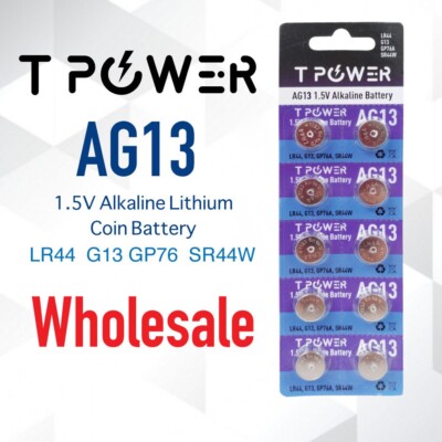 Tpower Brand new AG13 LR44 Battery G76 A76 SR44W Button Cell Batteries ...
