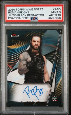 2020 TOPPS WWE FINEST AUTOGRAPHS ROMAN REIGNS BLACK REFRACTOR AUTO PSA ...