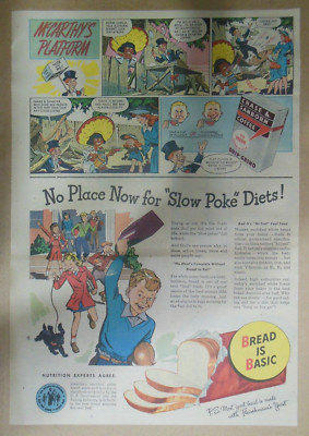World War 2 Bread Is Basic Ad: Bread Comes First ! 1940's Size: 11 x 15 ...