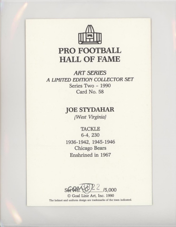 1990 Goal Line Art Pro Football Hall of Fame Collection Series 2 Joe ...