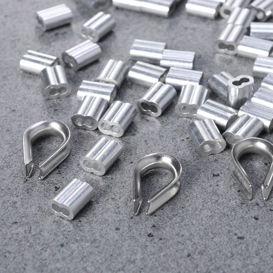 50pcs 8 Shaped Wire Rope Aluminum Sleeves Clip Fittings Cable Crimps ...