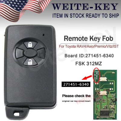 For Toyota RAV4/Axio/Premio/Vitz/IST 2 Button Smart Key Keyless FOB ...