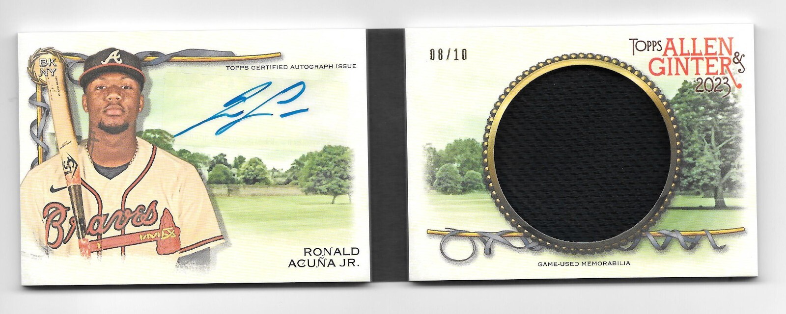 2023 Allen & Ginter `RONALD ACUNA Jr. Autographed Relic Book Card 08/10 ...