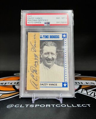 Dazzy Vance 1980 TCMA All Time Dodgers (Blue Back) Cut PSA 8 Auto Grade ...
