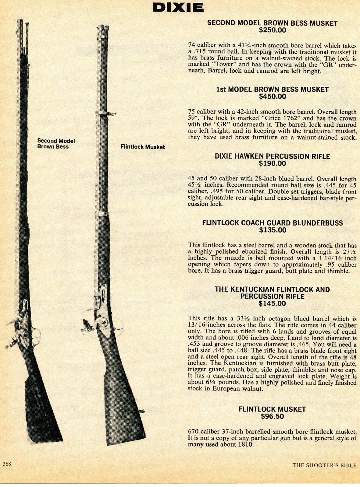 1977 Print Ad of Dixie Second Model Brown Bess & Flintlock Musket Rifle ...