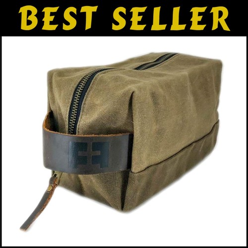 Versatile Unisex Waxed Canvas Dopp Kit with Leather Handle for All ...