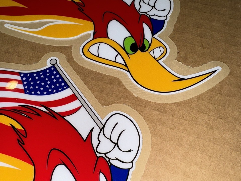 Woodpecker Sticker Decal Woody 12in Bumper American Flag Weather Proof ...