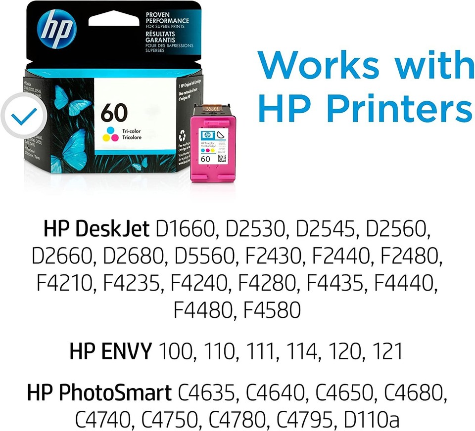 HP CC643WN 60 Ink Printer Cartridge, for Deskjet D2545/F2430, Tri-Color ...