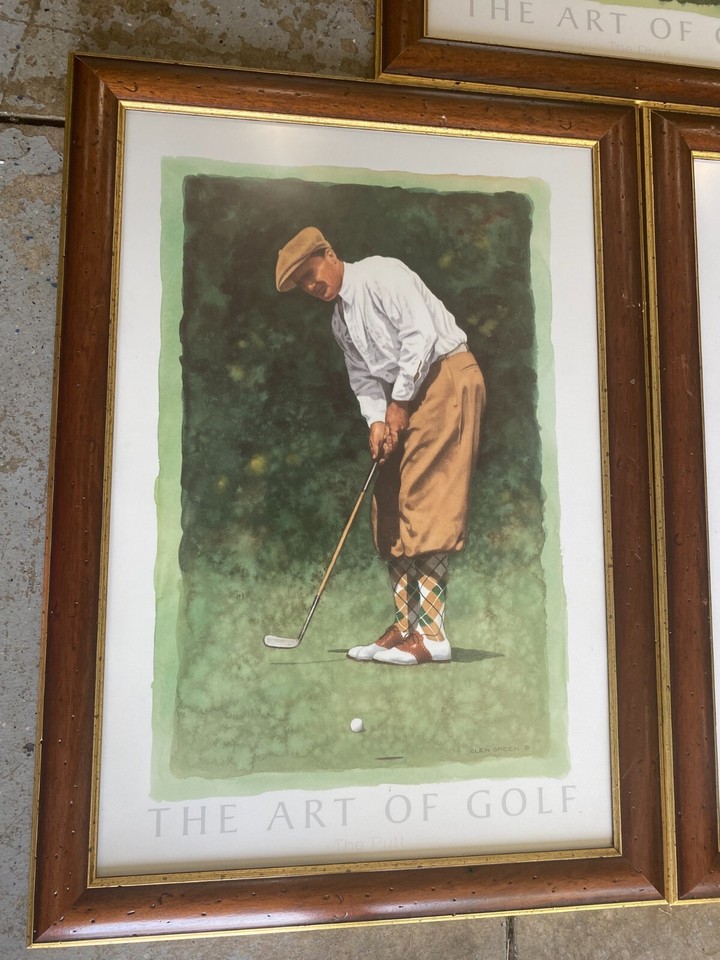 SET OF 3 FRAMED SIGNED PAINTINGS GLEN GREEN THE ART OF GOLF SERIES ...