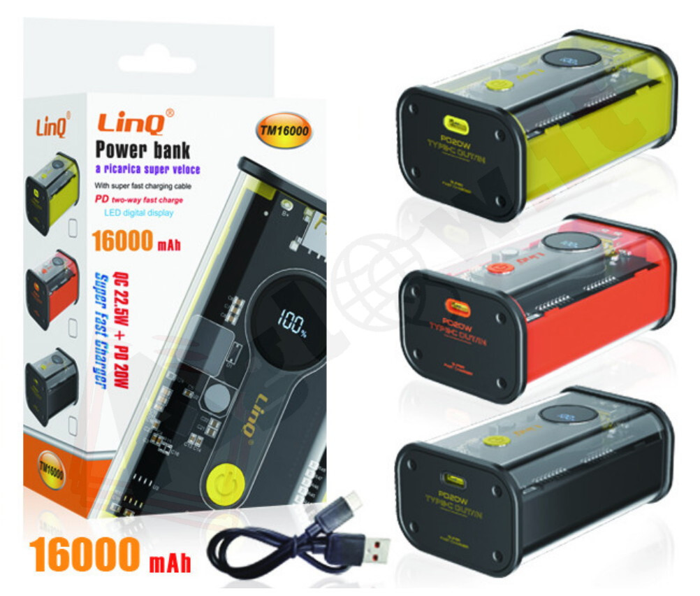 Power Bank 16000mAh stile mecha USB C caricabatterie portatile iPhone ...