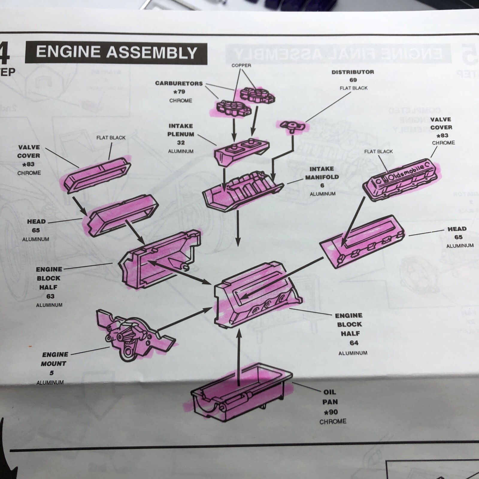 Oldsmobile Pro Stock ENGINE W 2x4 Tunnel Ram NO Headers RVL 1:25 LBR ...
