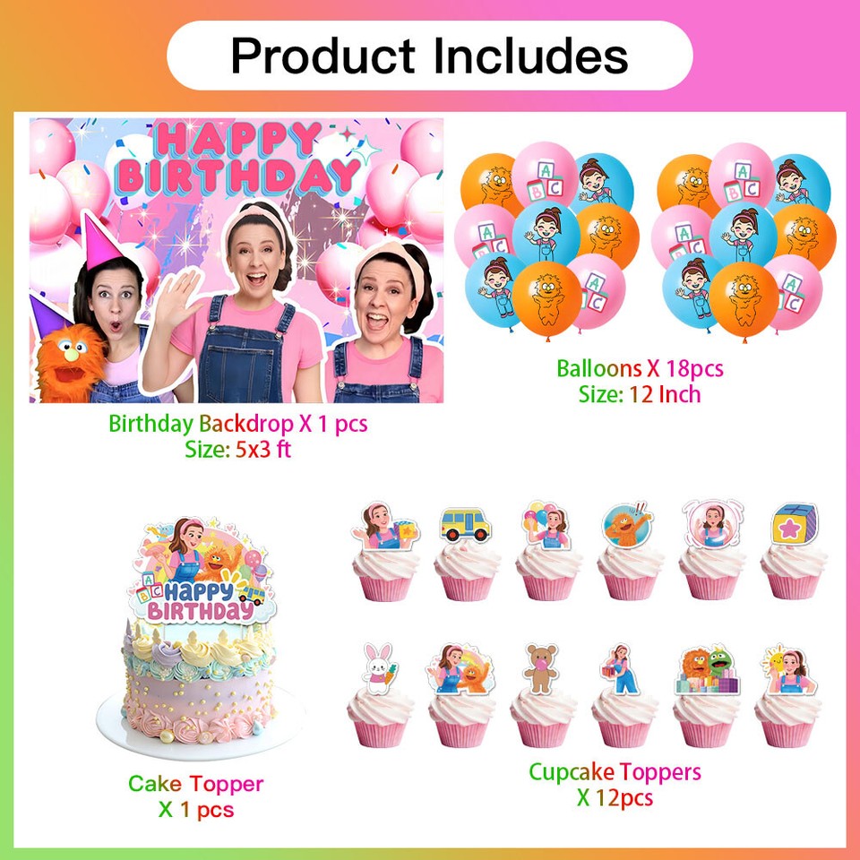 Ms Rachel Party Supplies Birthday Decorations Set Balloons Cake Toppers ...