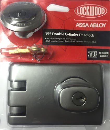 Lockwood 355 sc deadlock Lock Brand new satin chrome Brisbane pickup ok ...