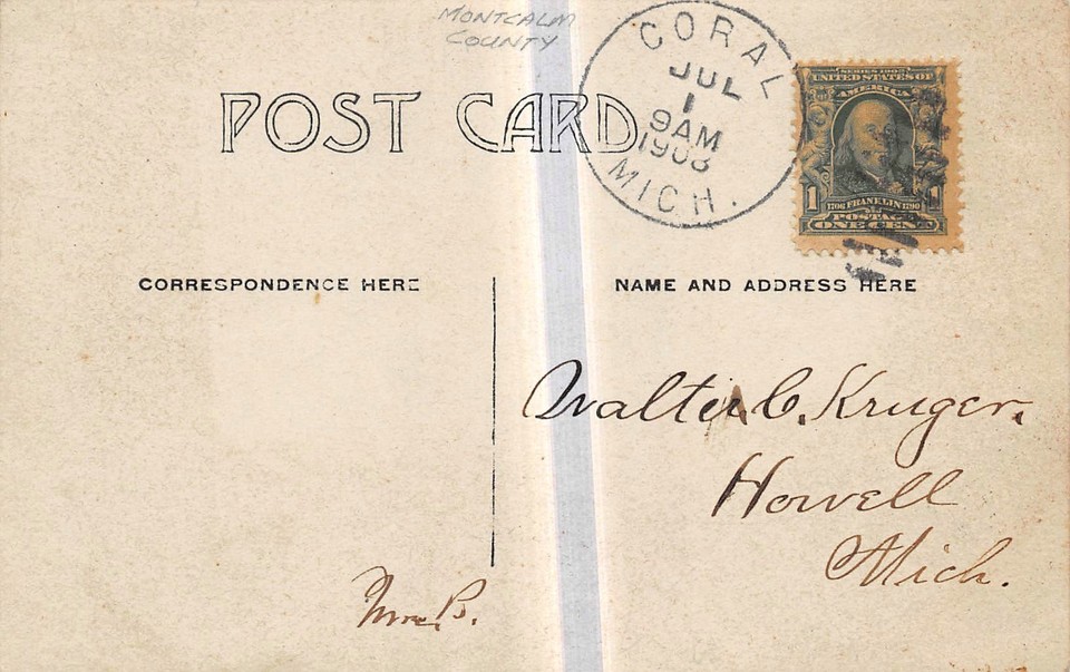 CORAL Michigan RPPC postcard Montcalm County Main Street of town 1908 ...