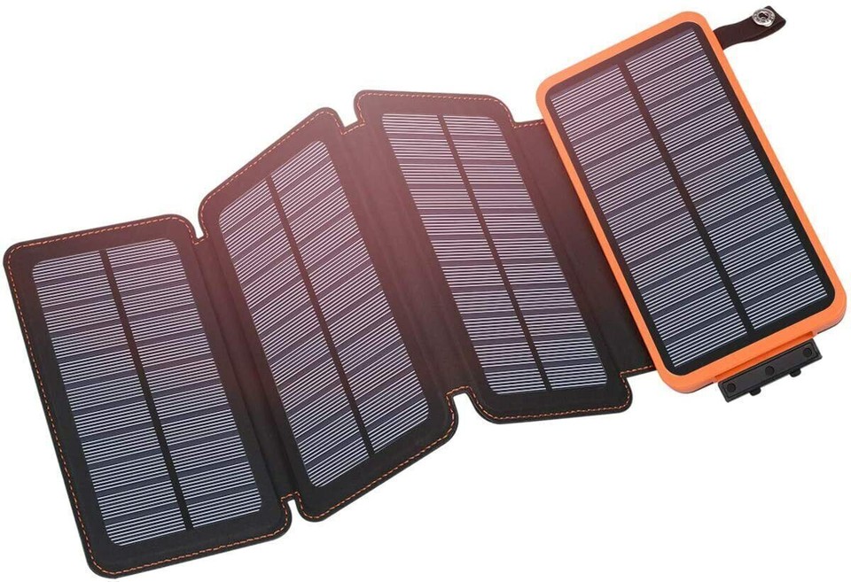 Solar Power Bank 25000mAh Portable Solar Charger with 4 Solar Panels | eBay