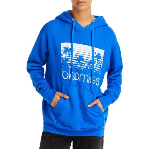 Bloomies Womens Blue Printed Pullover Cozy Hooded Sweatshirt Top XS ...