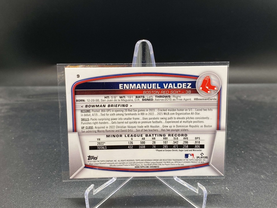 Emmanuel Valdez 2023 Bowman Chrome Sapphire #9 Red Sox RC Rookie | eBay