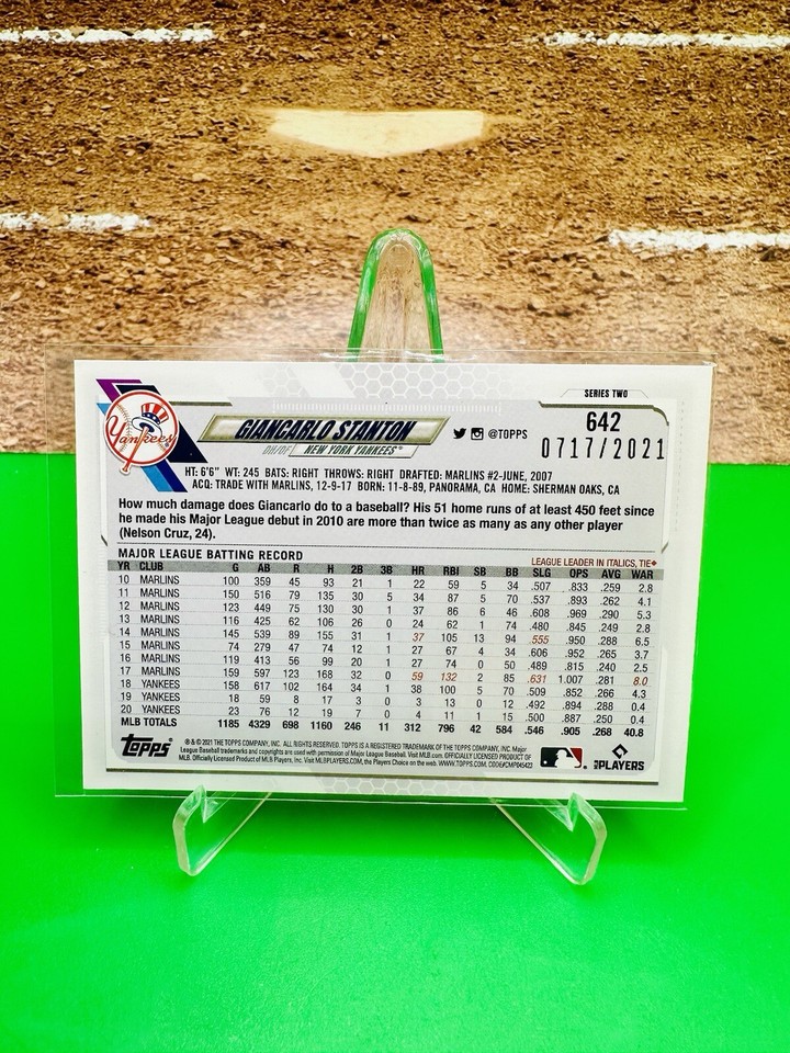 2021 Topps Series 2 GIANCARLO STANTON Gold Parallel #642 /2021 New York ...