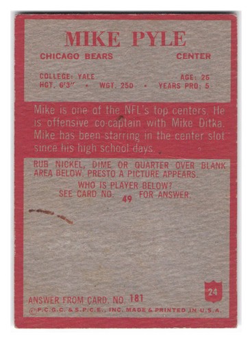 1965 Philadelphia #24 Mike Pyle Chicago Bears | eBay