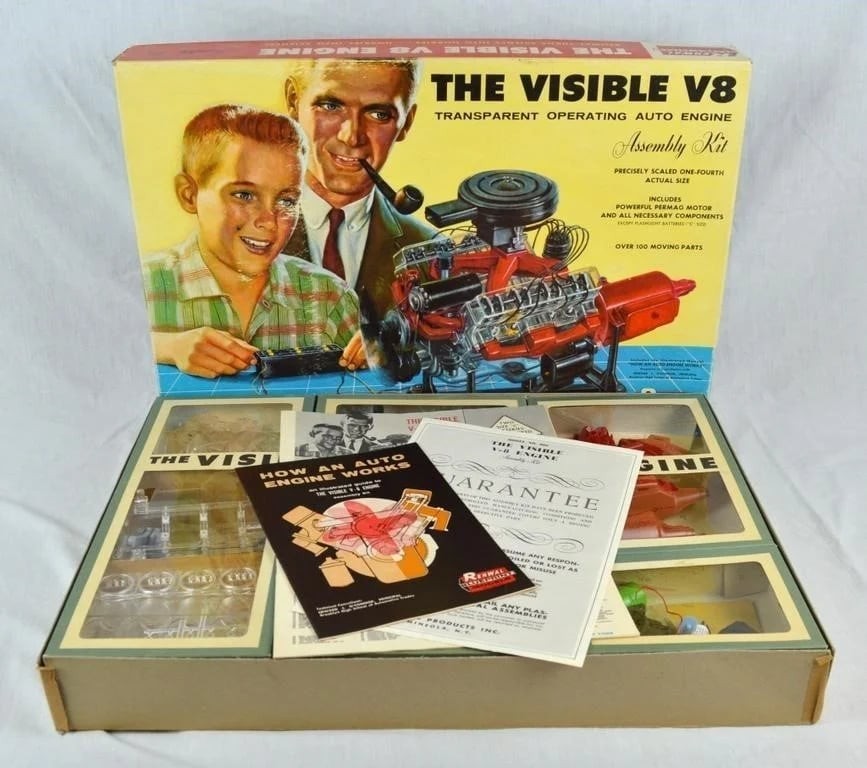 Vintage 1960s Renwal Model The Visible V8 Engine Model Assembly Kit 802 ...