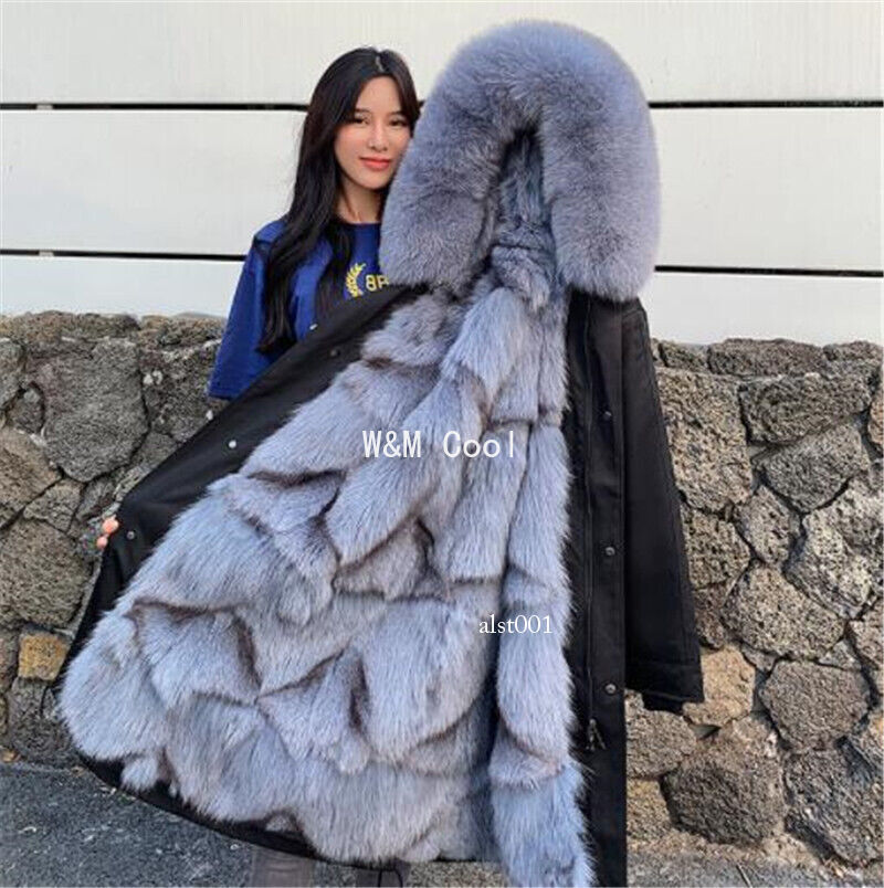Jackets Winter Womens Real Fox Fur Liner Fox Fur Hooded Thick Coat ...