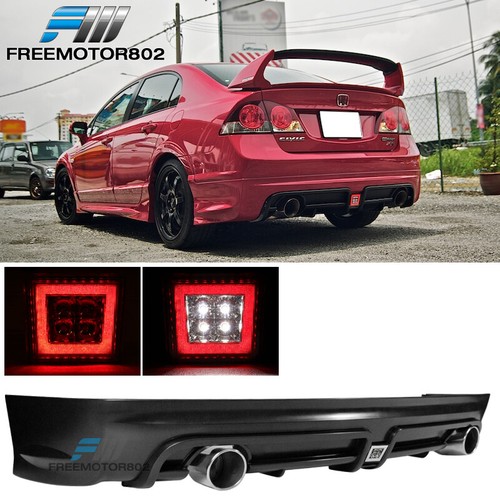 Fits 06-11 Civic Mugen RR Twin Tips Rear Bumper Diffuser Clear 3rd ...