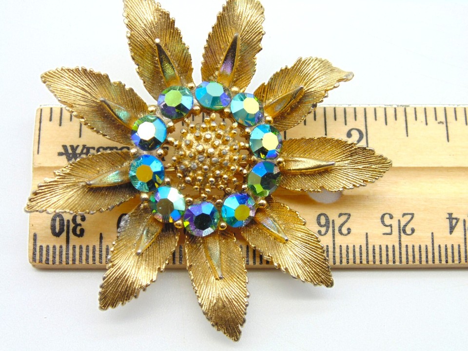 LISNER Floral BROOCH PINS and ER ~ Vintage Set of 2 ~Green and Blue ...
