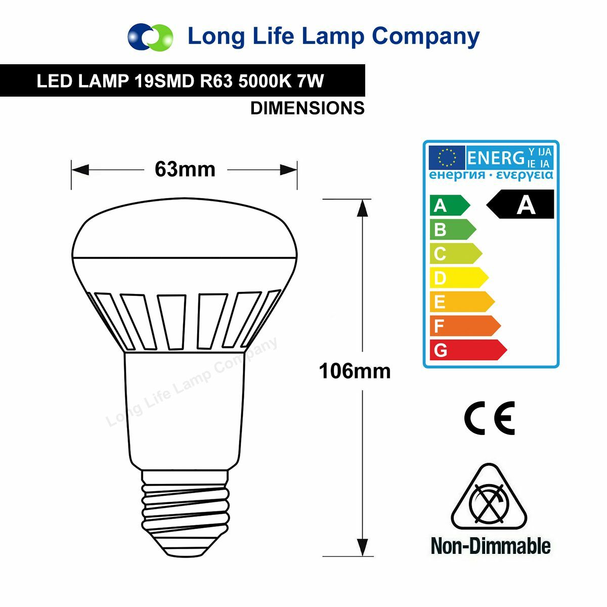 R63 LED 7W E27 Replacement for Reflector R63 Light Bulb Cool white 560 ...