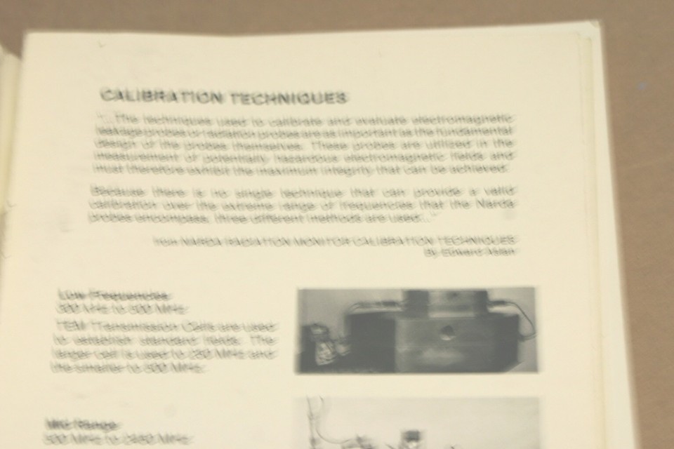 NARDA Model 8601/8602/8603 Broadband Rakdatkion Monitor Oprer & Maint ...