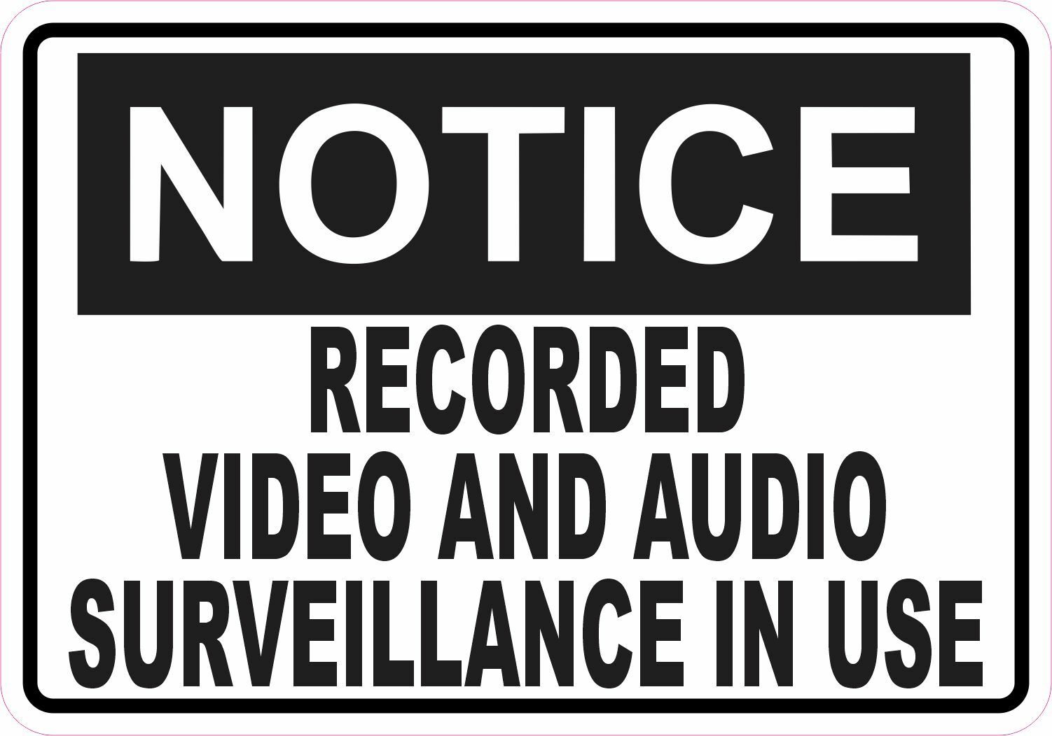 5x3.5 Notice Video and Audio Surveillance Sticker Car Truck Vehicle ...