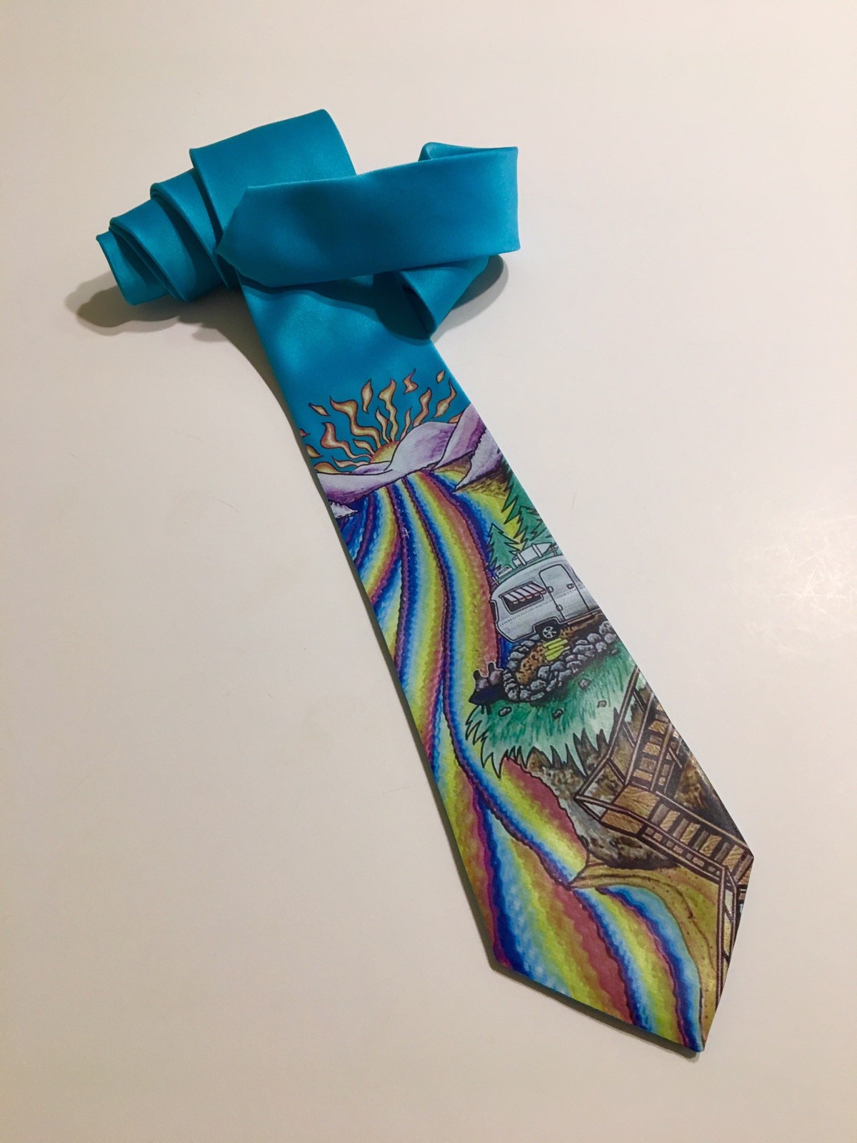 Sun, Camping, Rainbow, River, Necktie, Unique And Cool Artsy Tie, One ...
